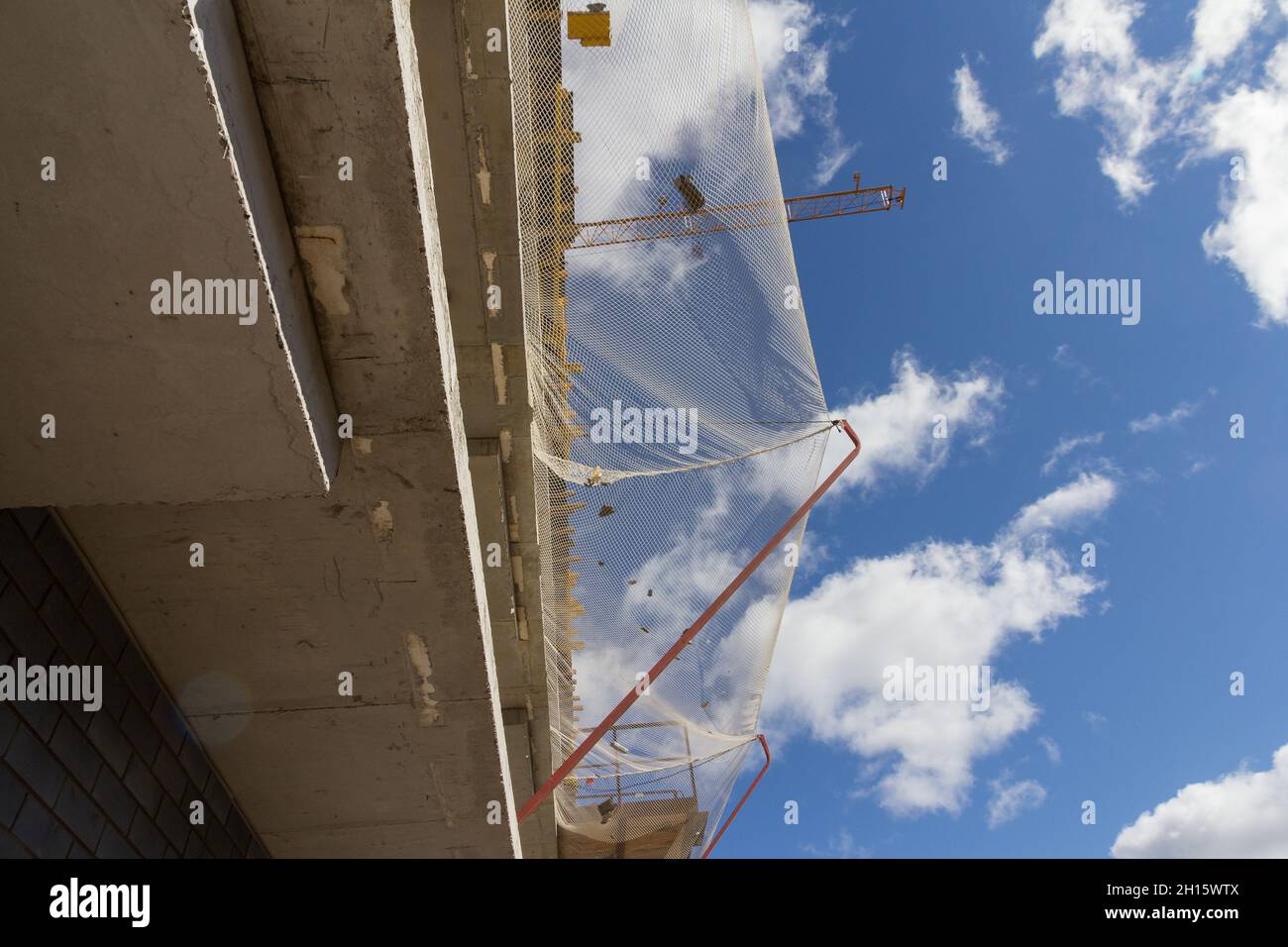 Construction safety net. A construction mesh that prevents objects from ...