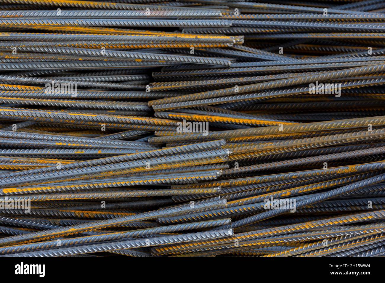 Steel Rebars for reinforced concrete. Steel reinforcement bar texture ...