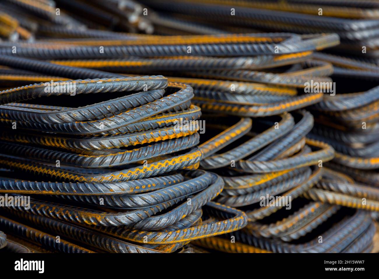 Steel Rebars for reinforced concrete. Steel reinforcement bar texture ...