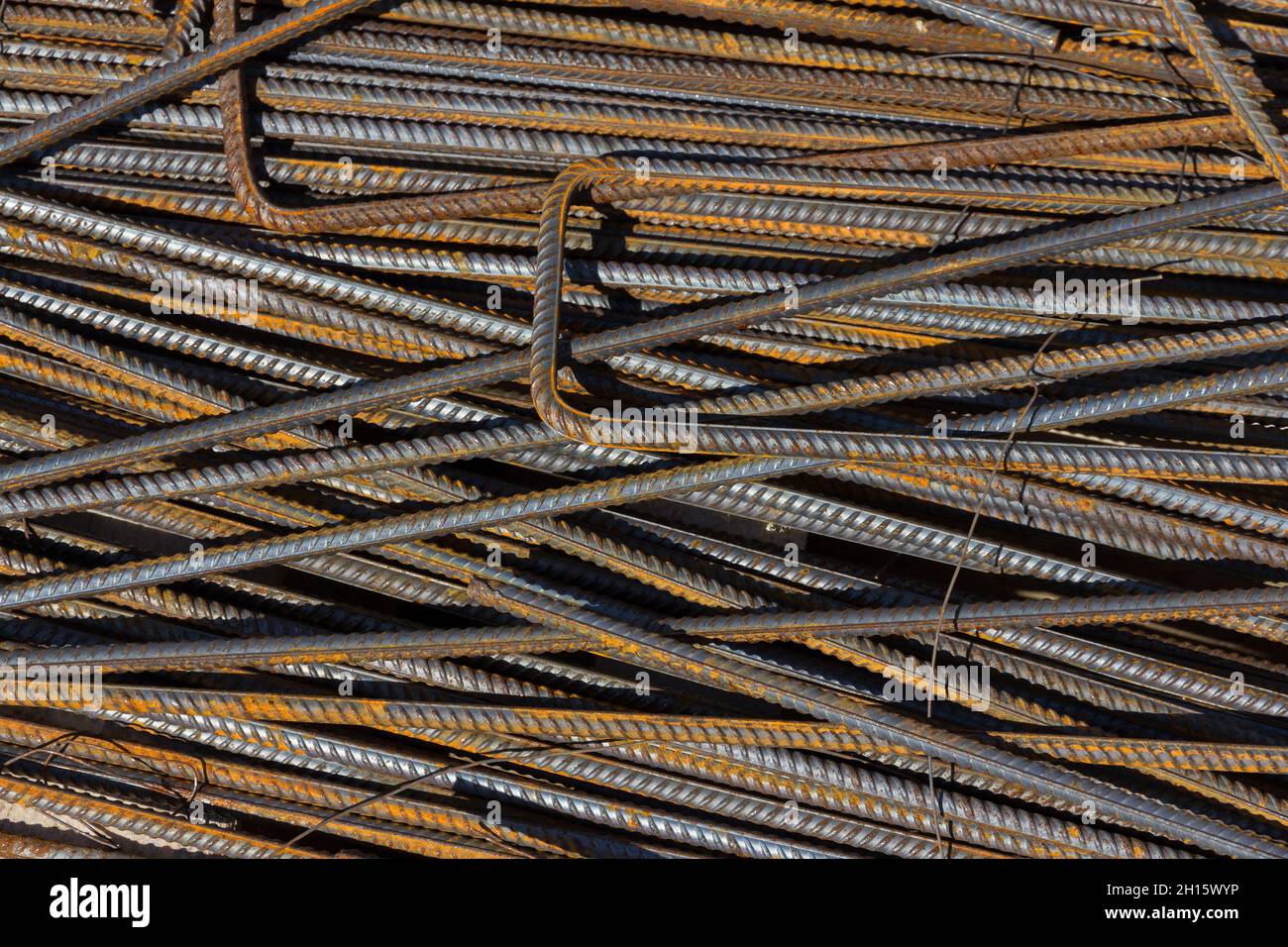 Steel Rebars for reinforced concrete. Steel reinforcement bar texture ...