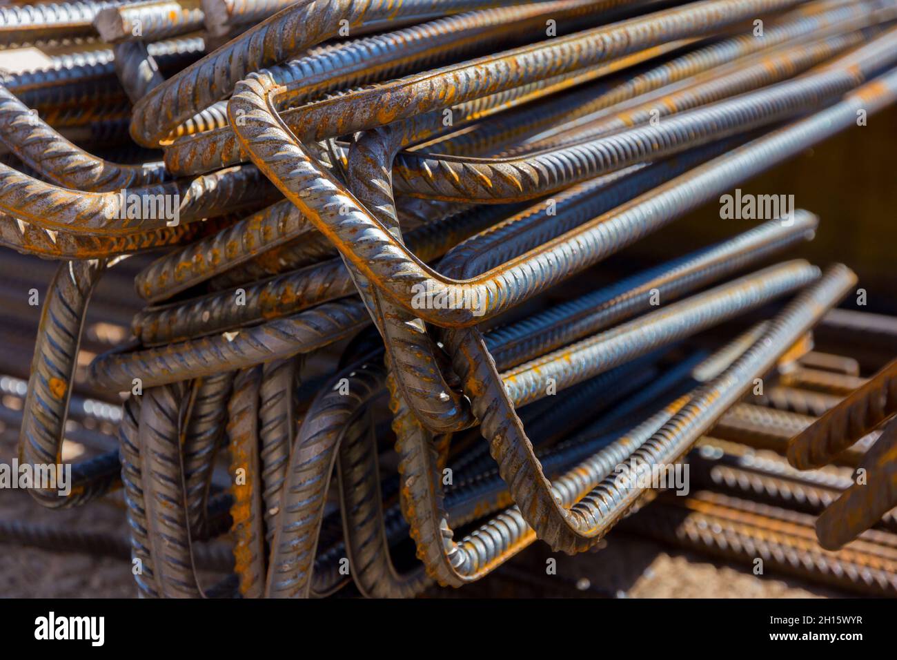 Rusty steel rods. Rusty metal background. Steel rods for concreting ...