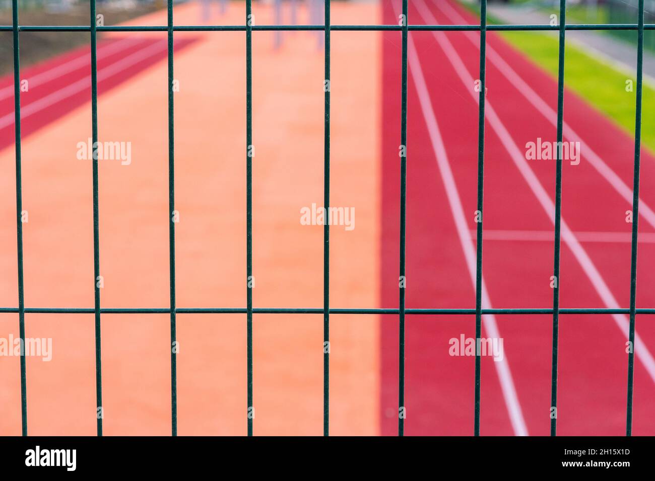 Closed sports ground during the Covid pandemic. Empty sports stadium ...