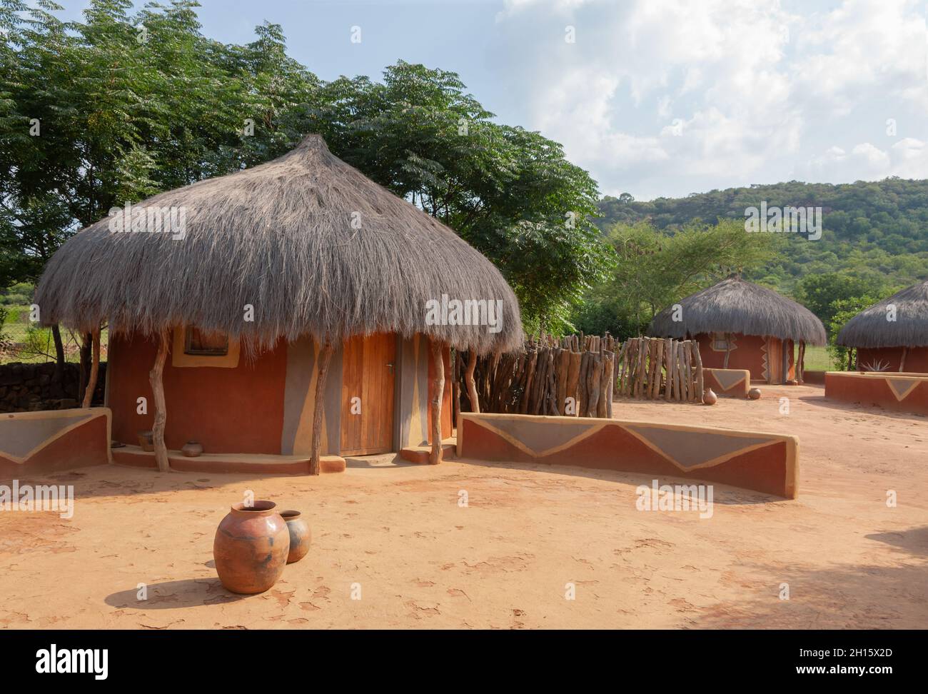 Typical southern Africa, Botswana village between the hills Stock Photo ...