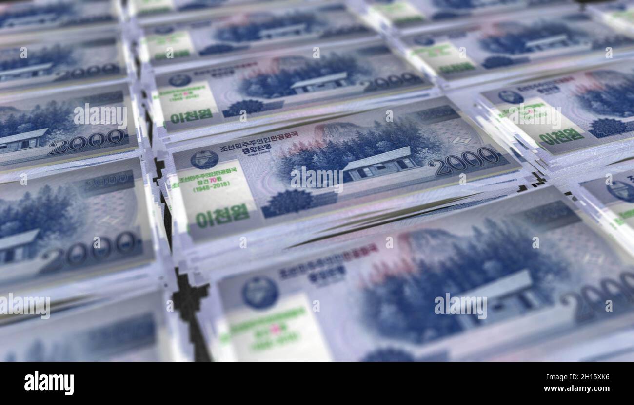 3D Illustration of 2000 North Korea Won Money Banknote Stock Photo - Alamy