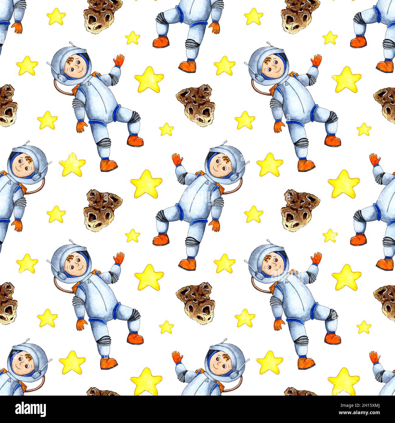 Watercolor illustration of seamless repeating pattern of cosmos ...