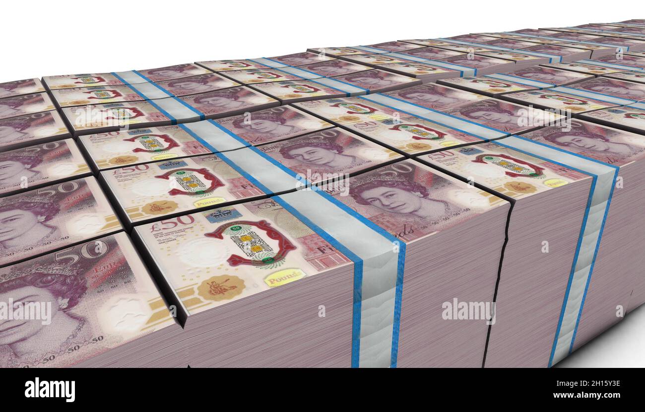 50 pound note stack hi-res stock photography and images - Alamy