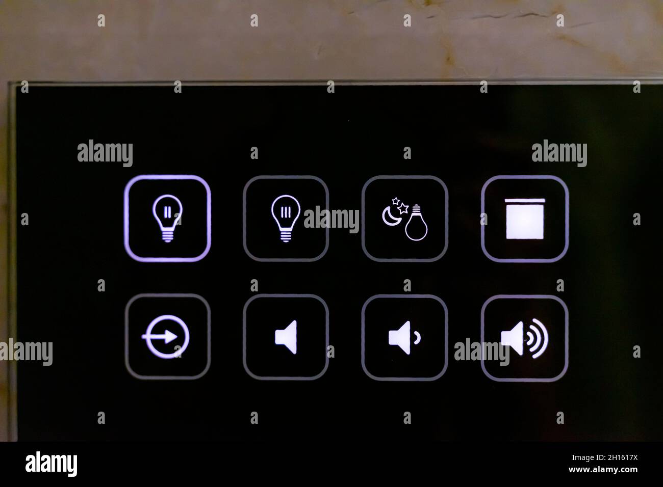 Electronic panel on the wall of the hotel room for regulating lighting ...