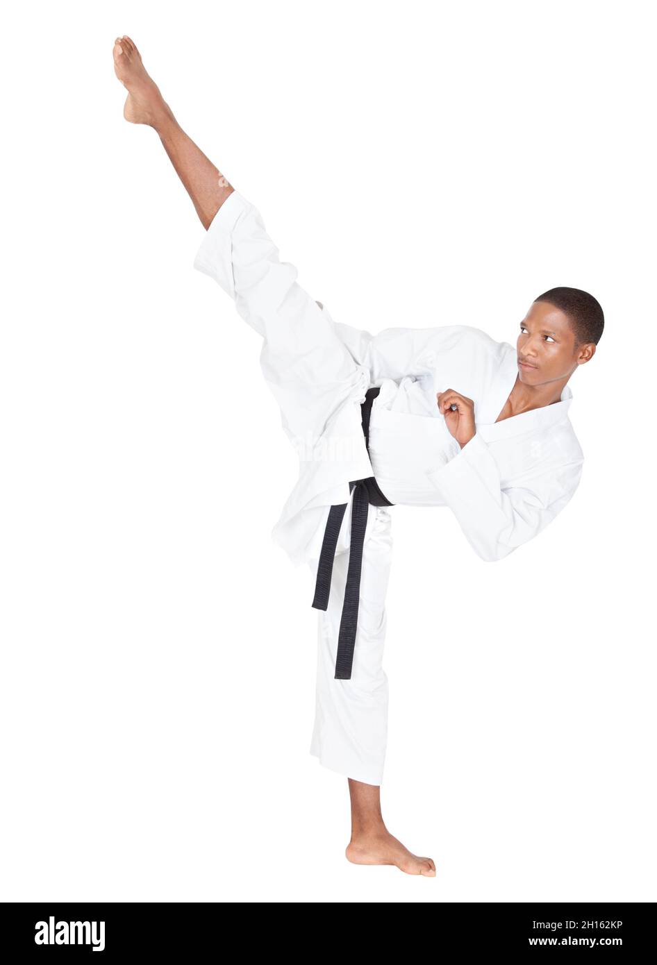 african american karate young guy white background Stock Photo - Alamy