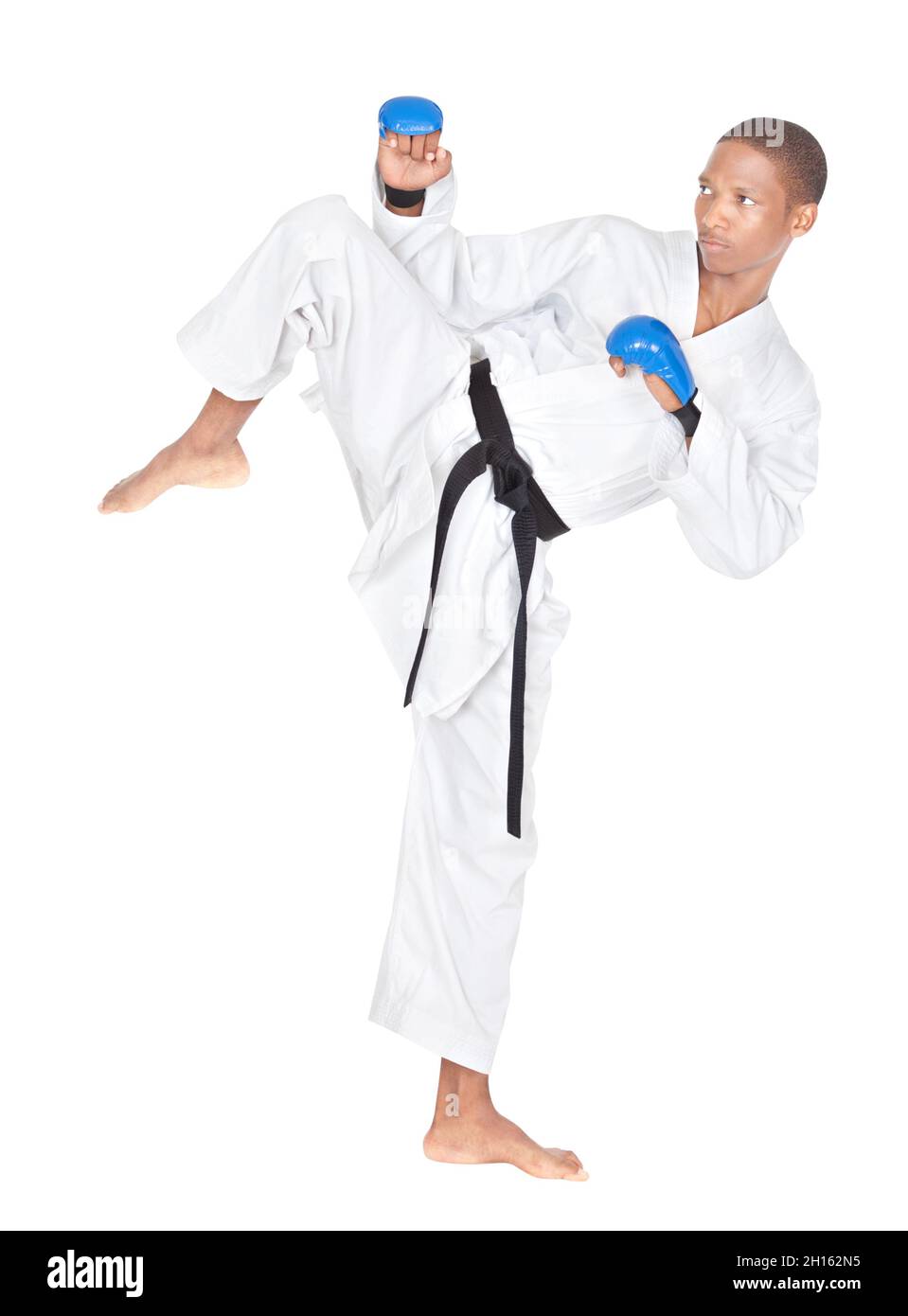 african american karate young guy white background Stock Photo - Alamy