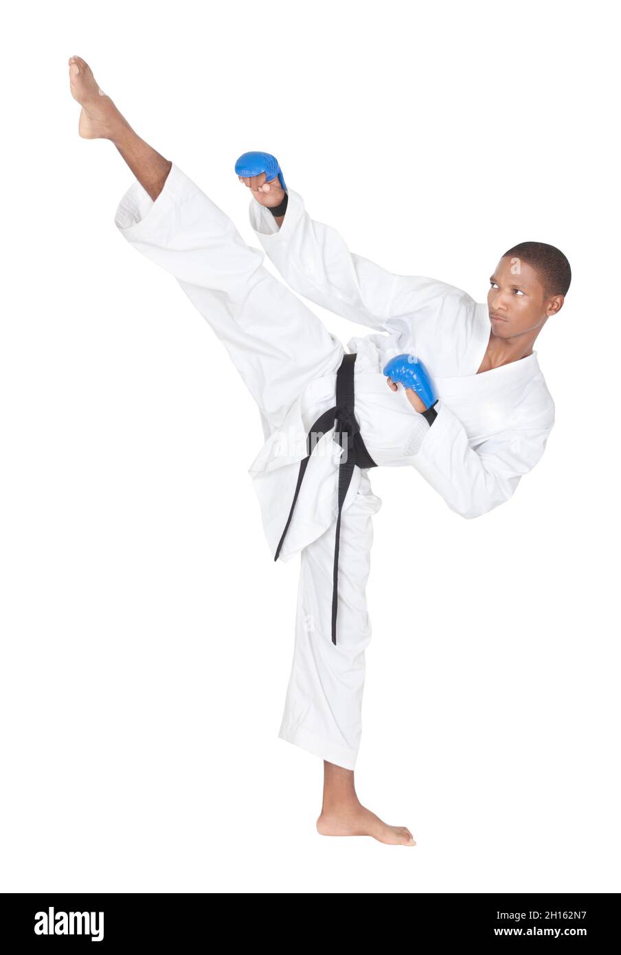 african american karate young guy white background Stock Photo - Alamy