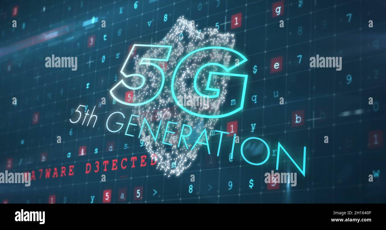 Image of 5g 5th generation text over cyber attack warning text Stock ...