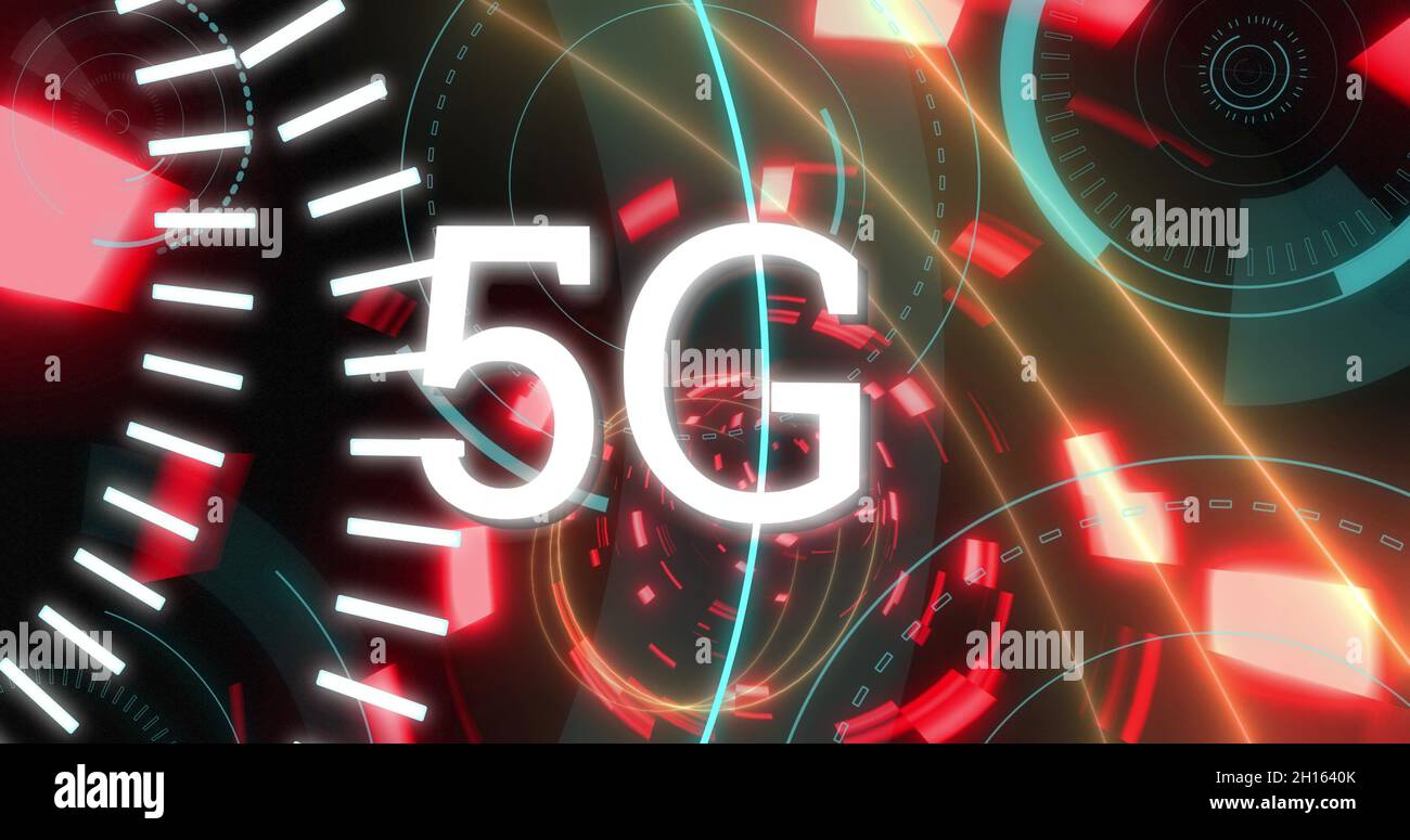 5G text on circles against glowing tunnel Stock Photo - Alamy