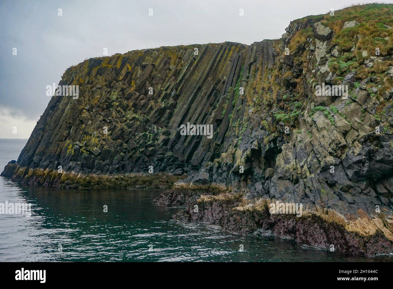 Stykkisholmur, Iceland: Columnar basalt rock formation of a small ...