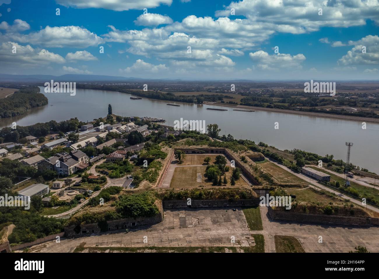 Aerial view of the old and new fortress of Komarno Komarom the largest ...