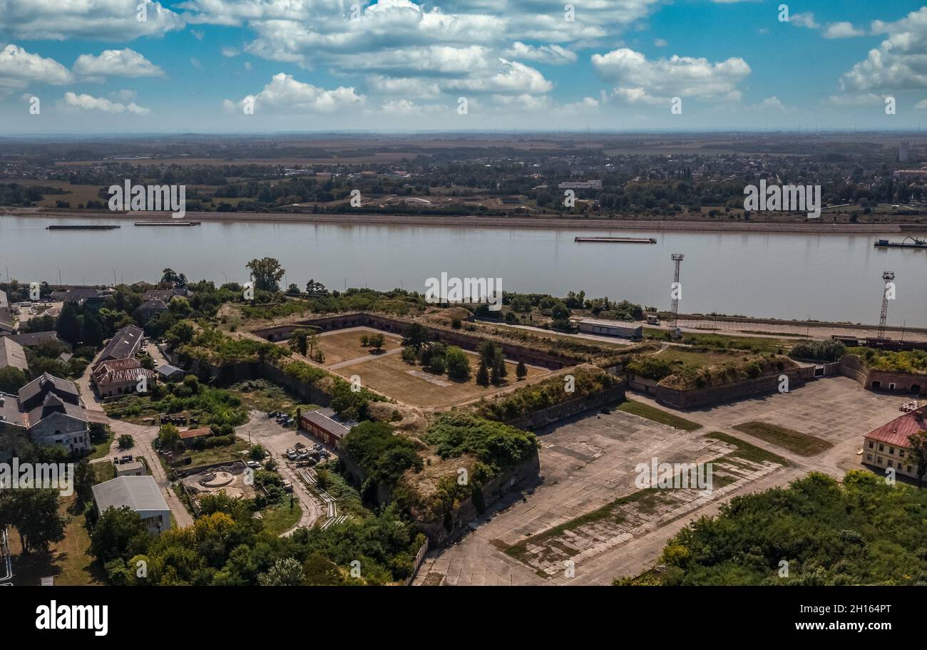 Aerial view of the old and new fortress of Komarno Komarom the largest ...
