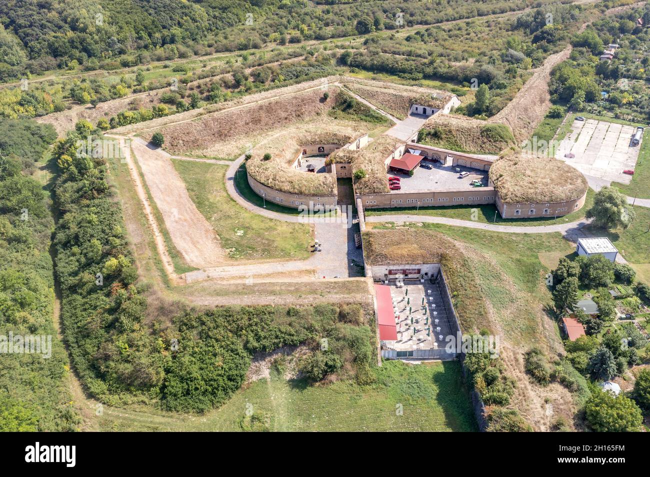Aerial view of the fortifications surrounding Komarno Slovakia the ...