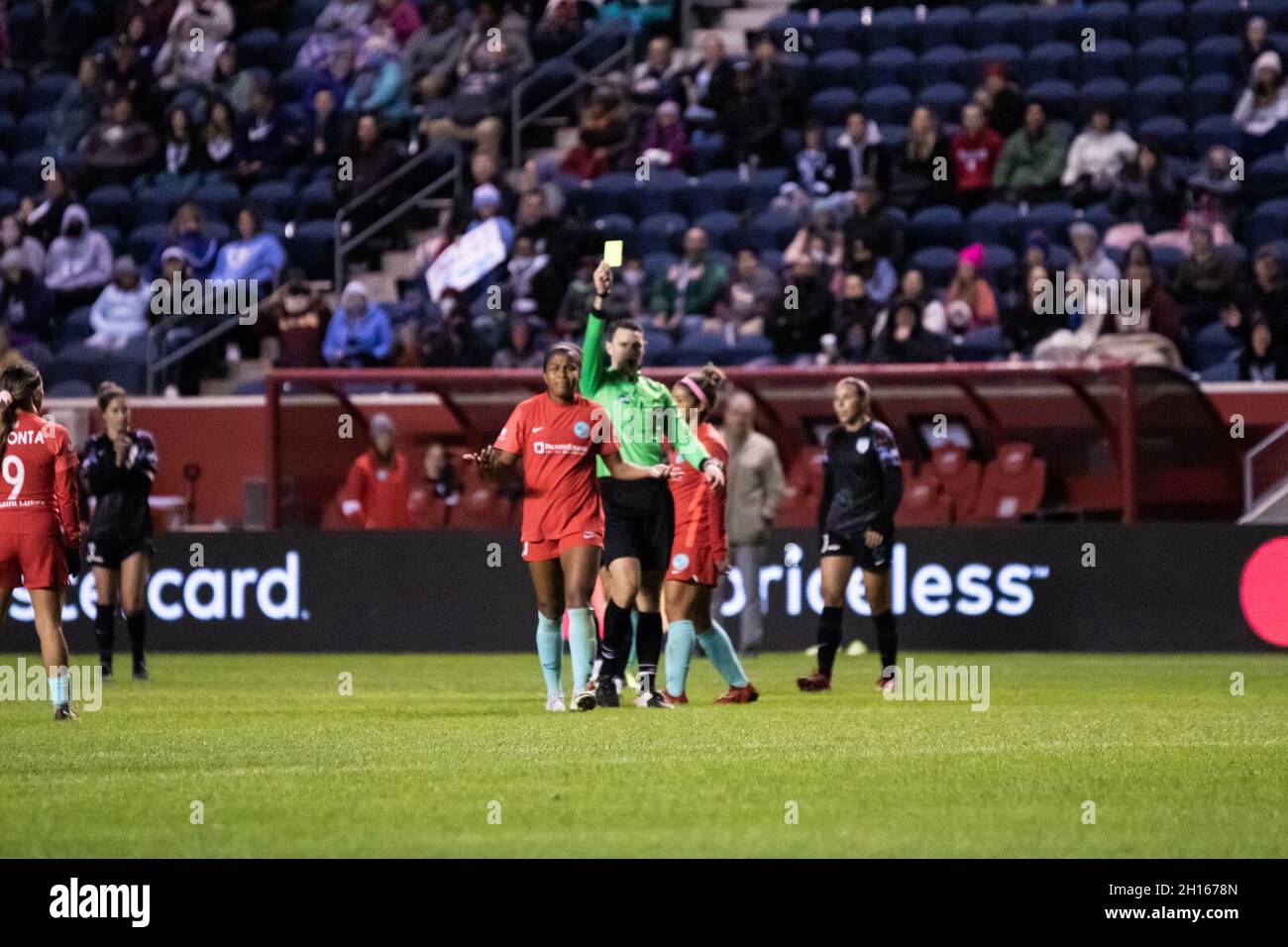 Elizabeth Ball #7 Kansas City NWSL gets a yellow card during the match ...
