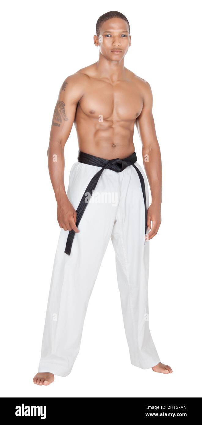 african american young guy isolated karate uniform Stock Photo - Alamy