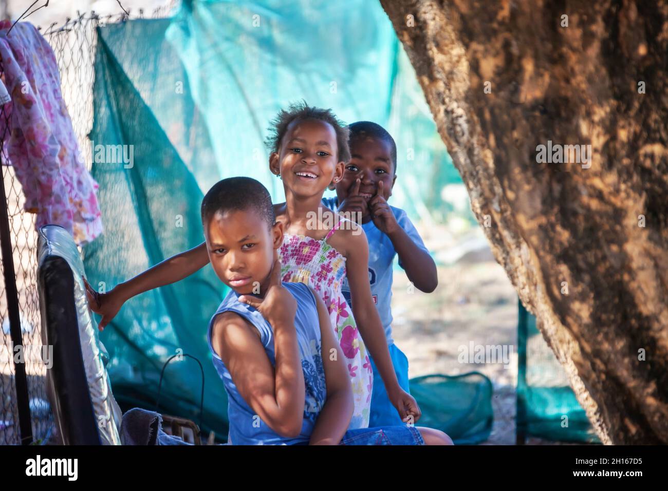 Daily African life in an a village in the rural Botswana , kids playing ...