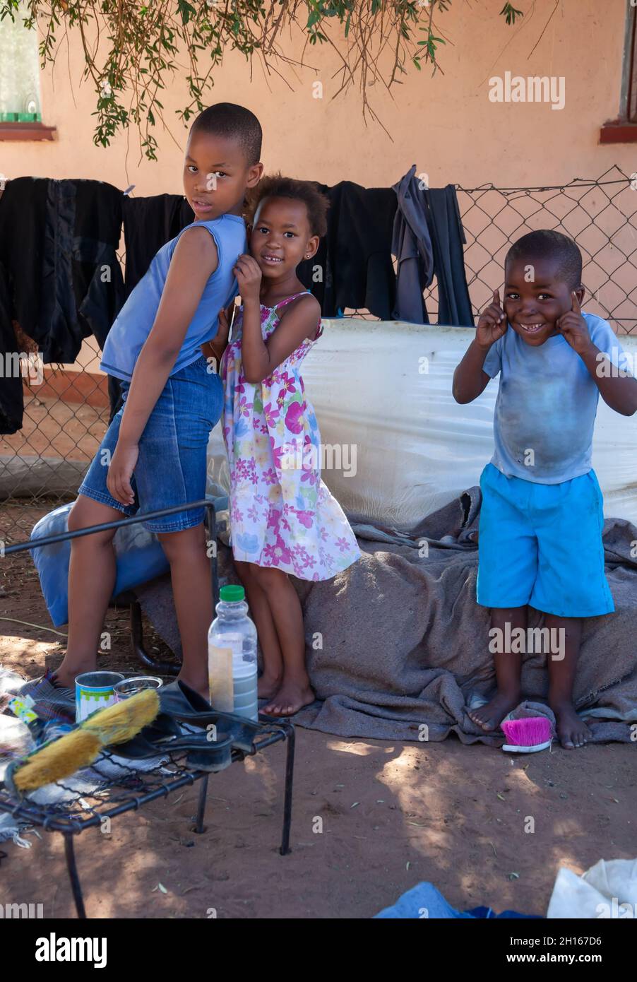 Daily African life in an a village in the rural Botswana , kids playing ...