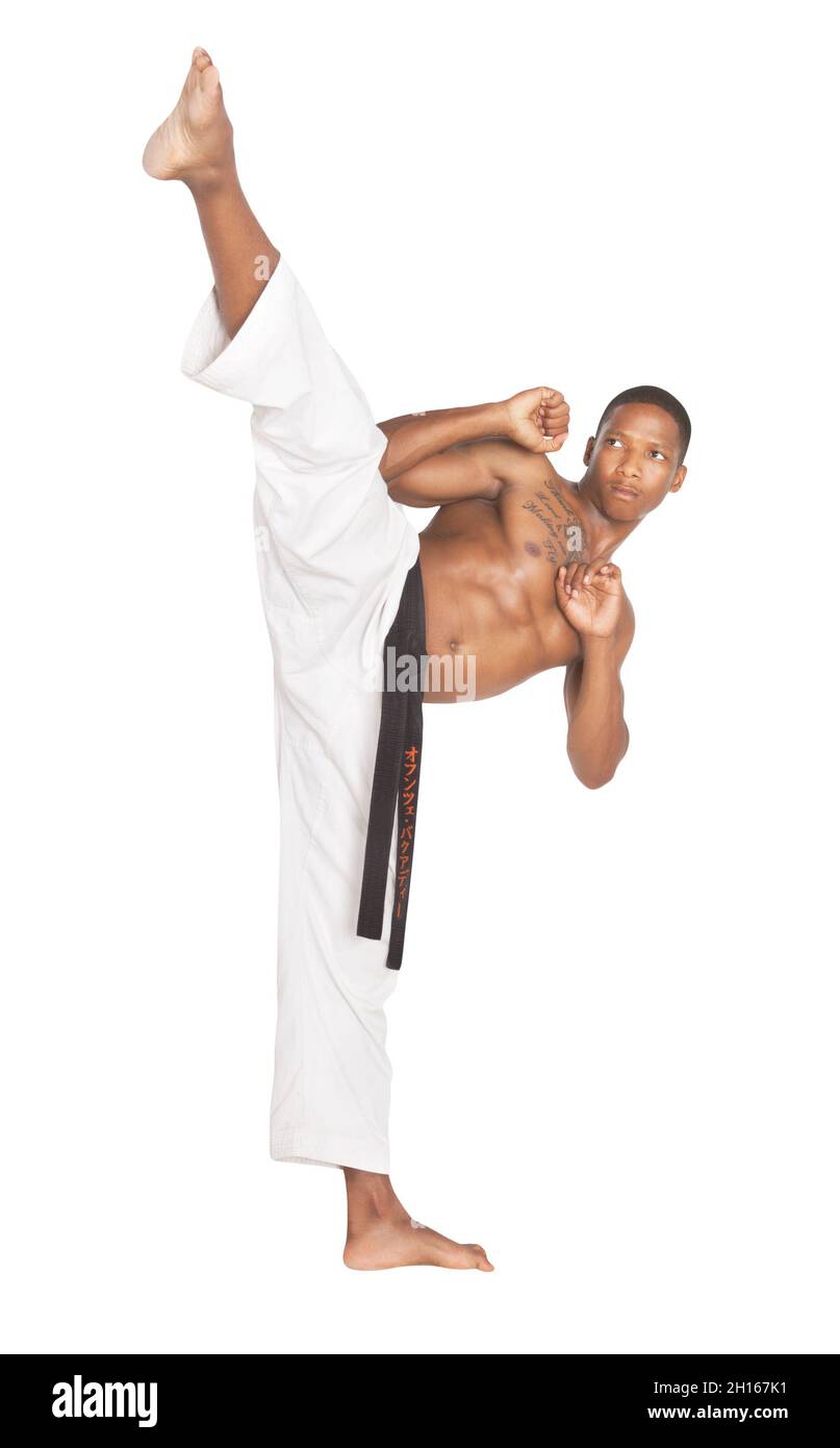 african american karate doing a kata Stock Photo - Alamy
