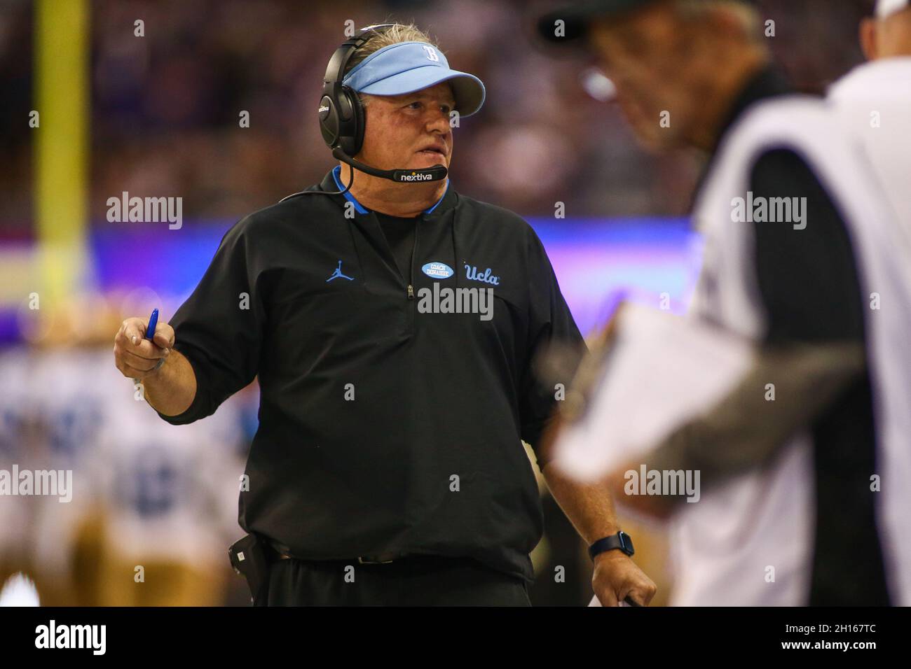 October 16, 2021: UCLA Bruins head coach Chip Kelly on the sidelines ...
