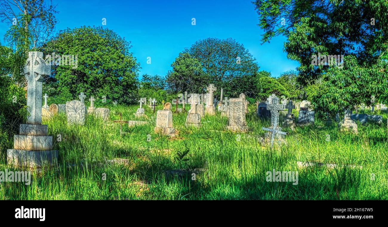 Christian cemetery in a summer day after the rains Stock Photo - Alamy