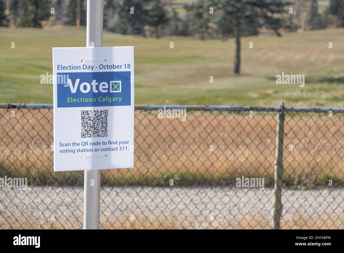 16 October 2021 - Calgary Alberta Canada - Elections Canada Sign With ...