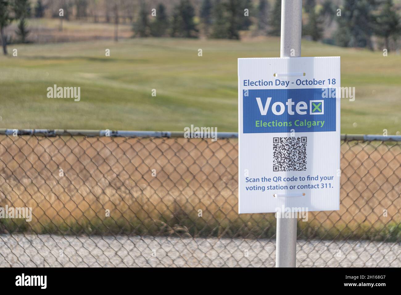 16 October 2021 - Calgary Alberta Canada - Elections Canada Sign With ...