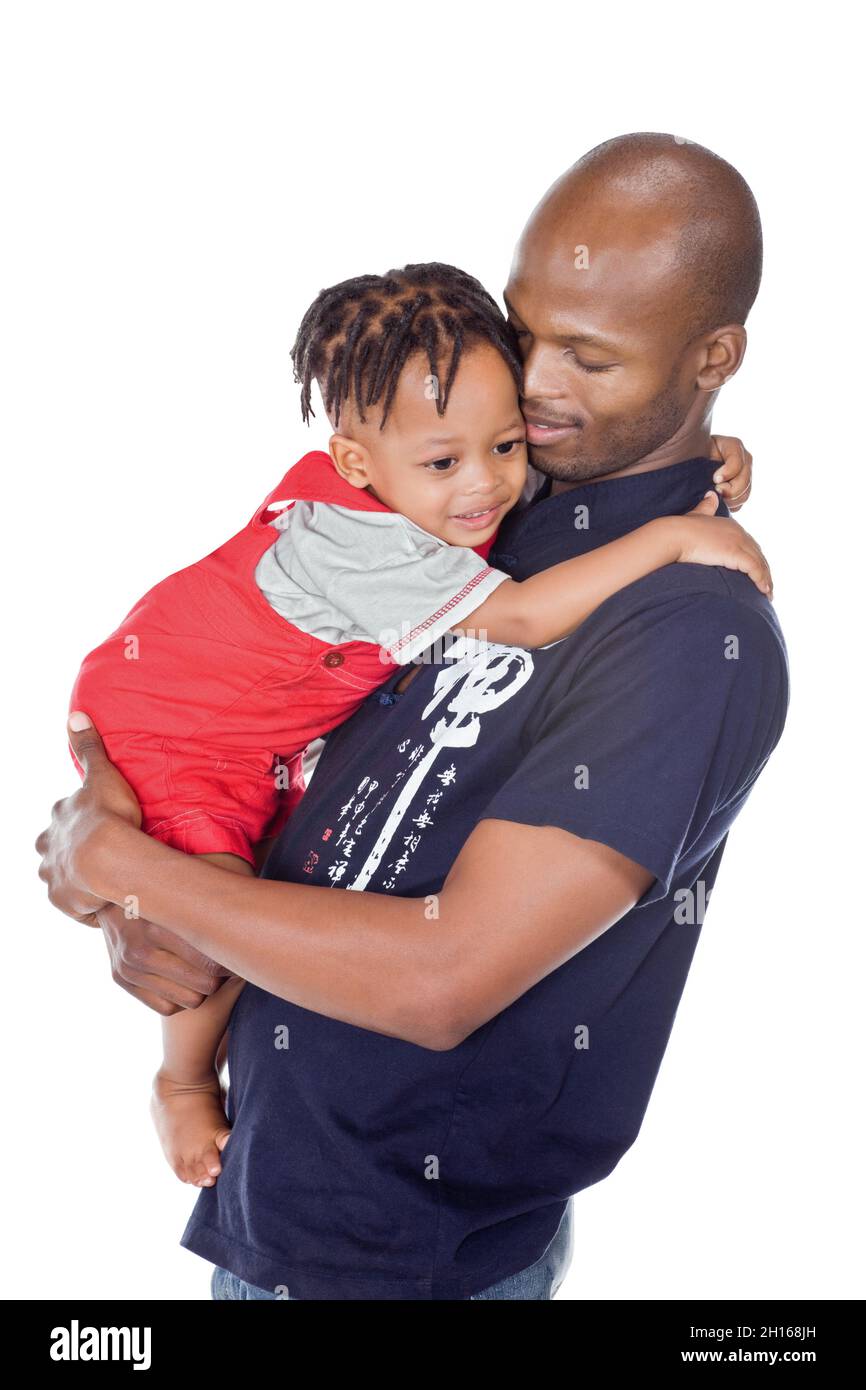 African family, Motswana man, quality time love father holding in his ...