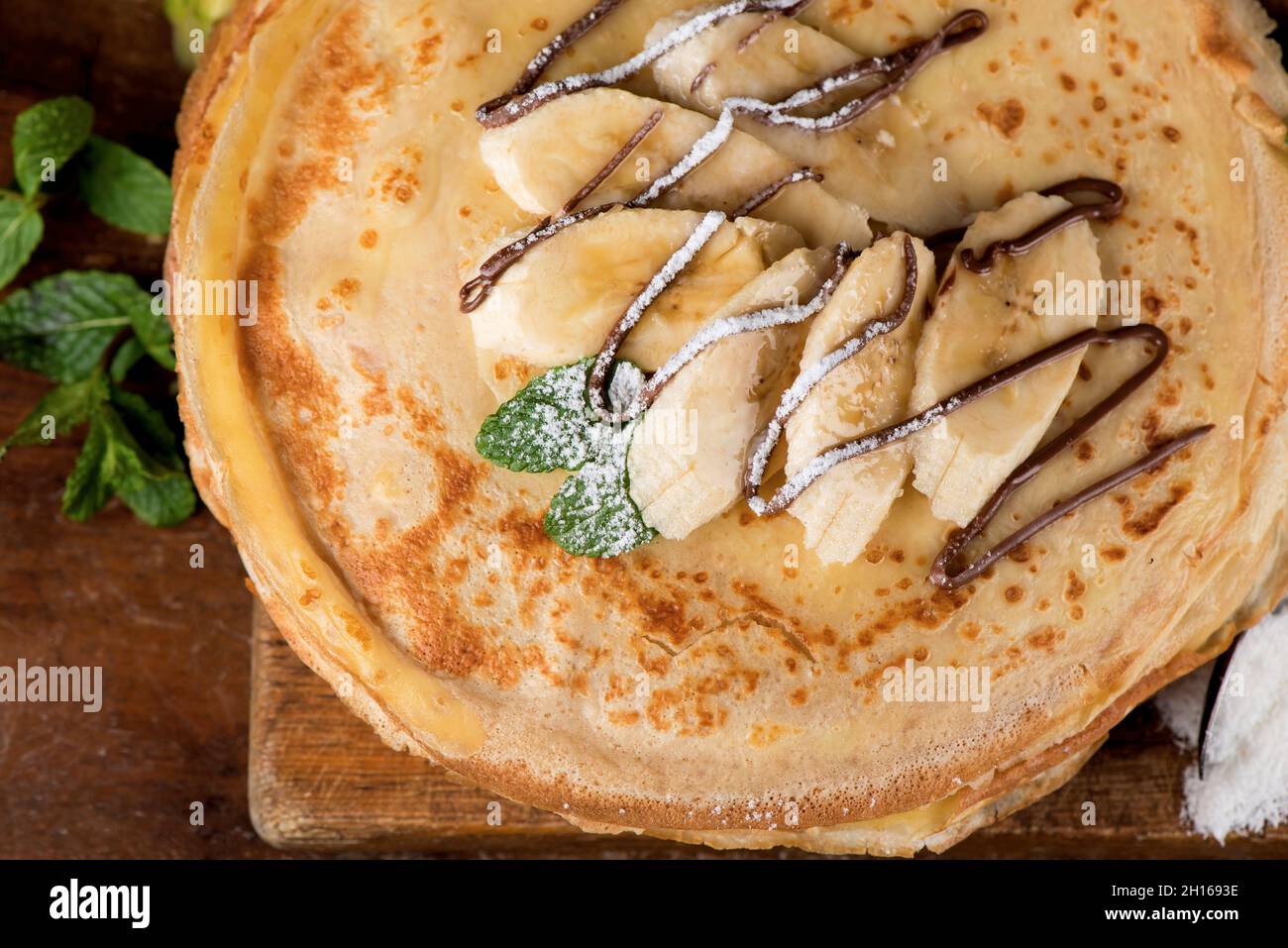 isolated desert - stack of pancake with banana Stock Photo - Alamy