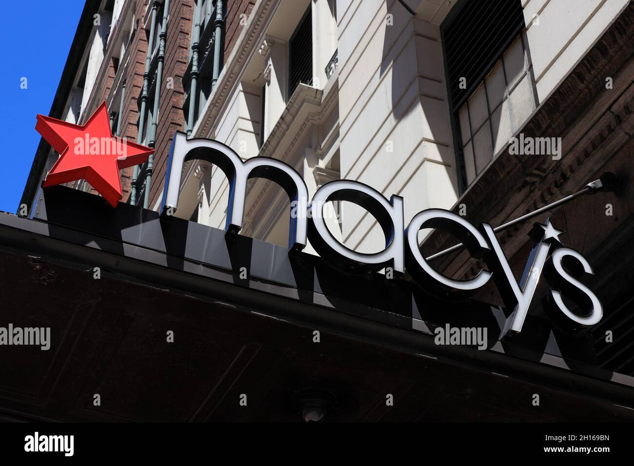 Macy's flagship department store with the star logo.Herald Square.New ...