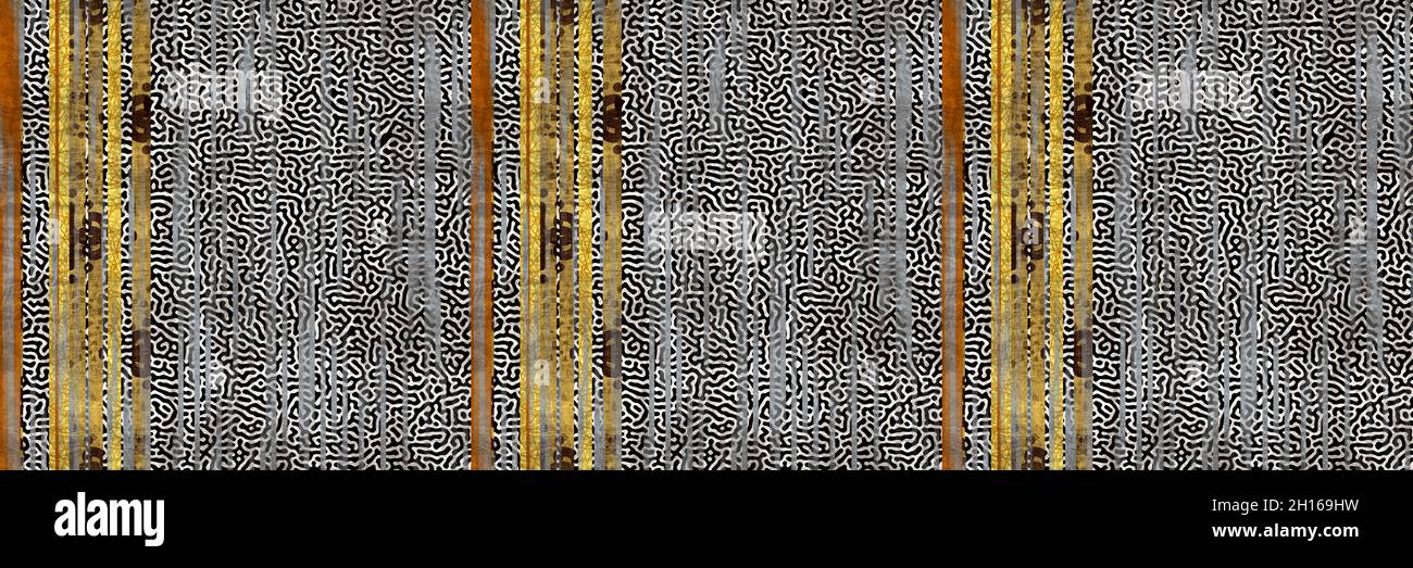 Seamless tribal ethnic stripe grungy border surface pattern design for ...