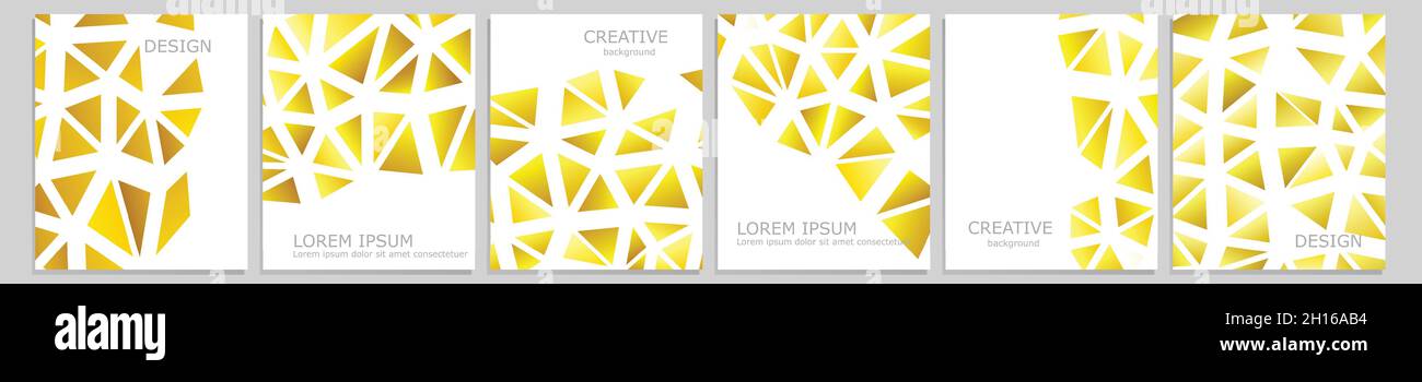 Set of vector cover notebook design. Abstract yellow minimal triangles ...