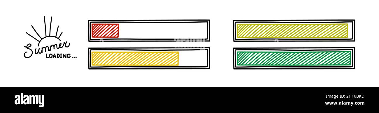 Summer progress loading bar. Infographics design element with gradient status of completion ...