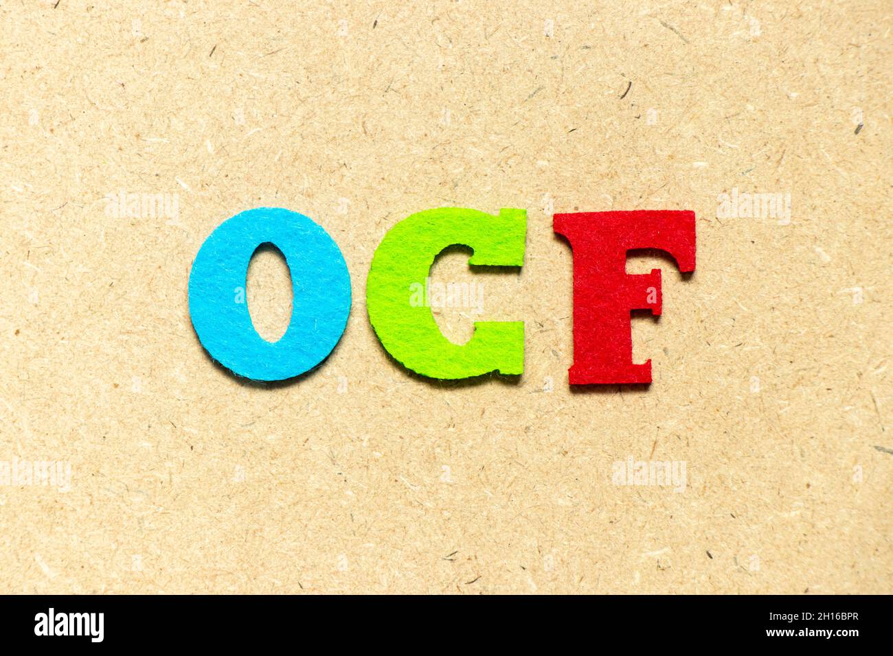 Color cloth alphabet letter in word OCF (Abbreviation of Operating cash ...