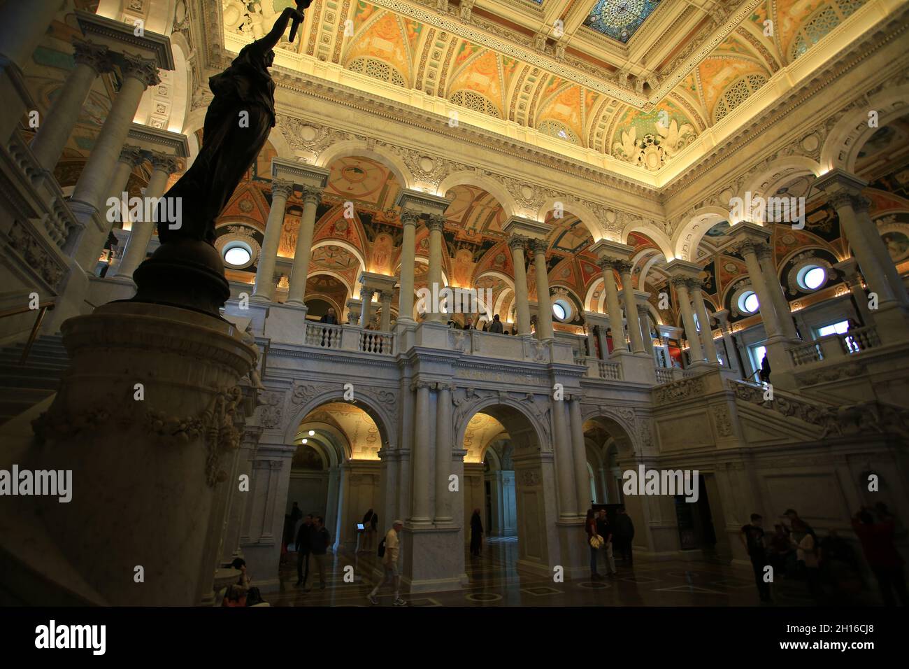 library of congress, bronze statue in great hall Stock Photo - Alamy