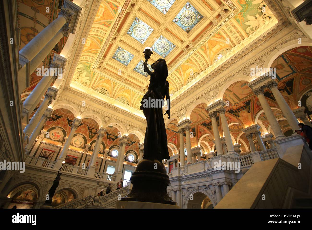 library of congress, bronze statue in great hall Stock Photo - Alamy