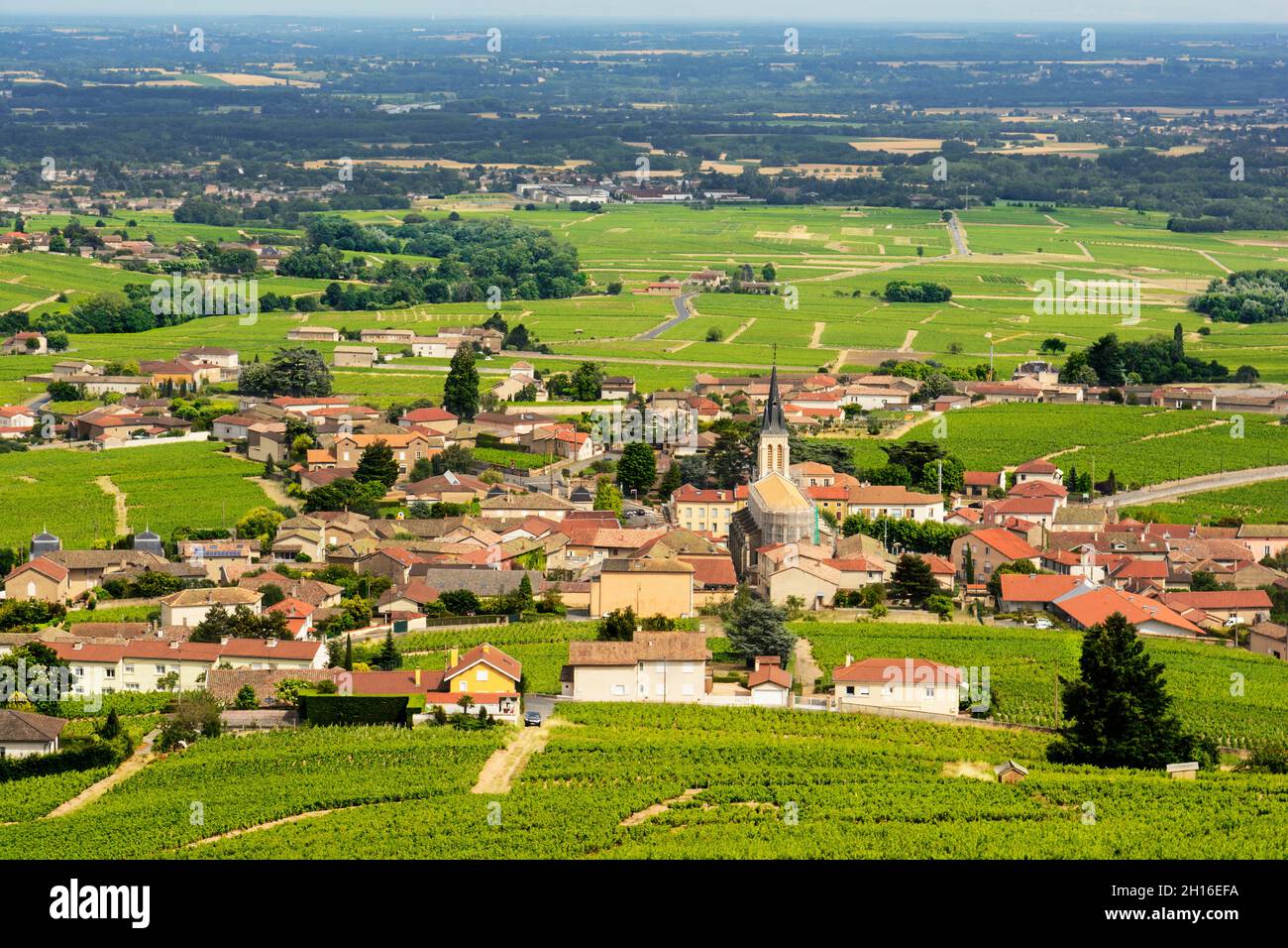 View of Fleurie village and vineyards, Beaujolais, France Stock Photo ...