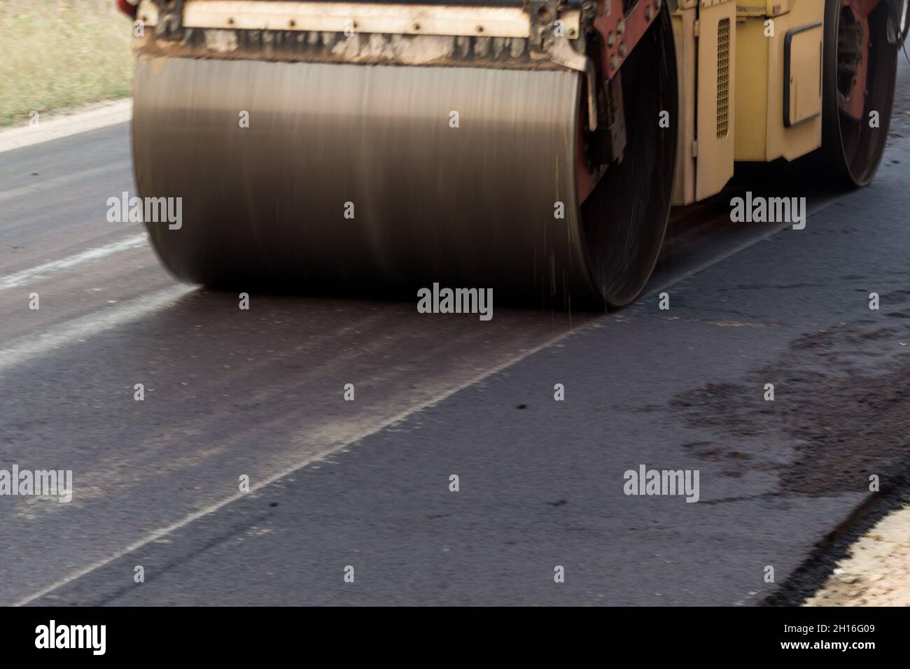 Road Construction.Lane Blacktop Construction Engineering Stock Photo ...