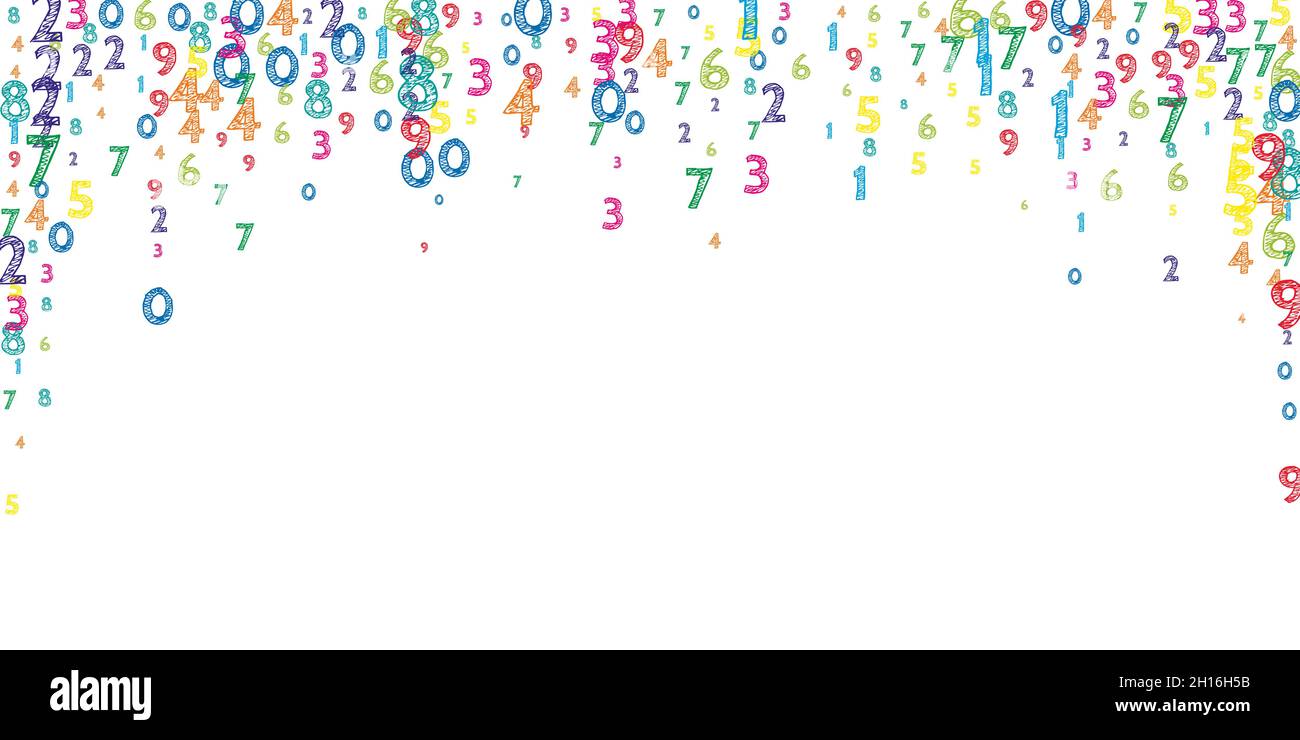 Falling colorful orderly numbers. Math study concept with flying digits ...