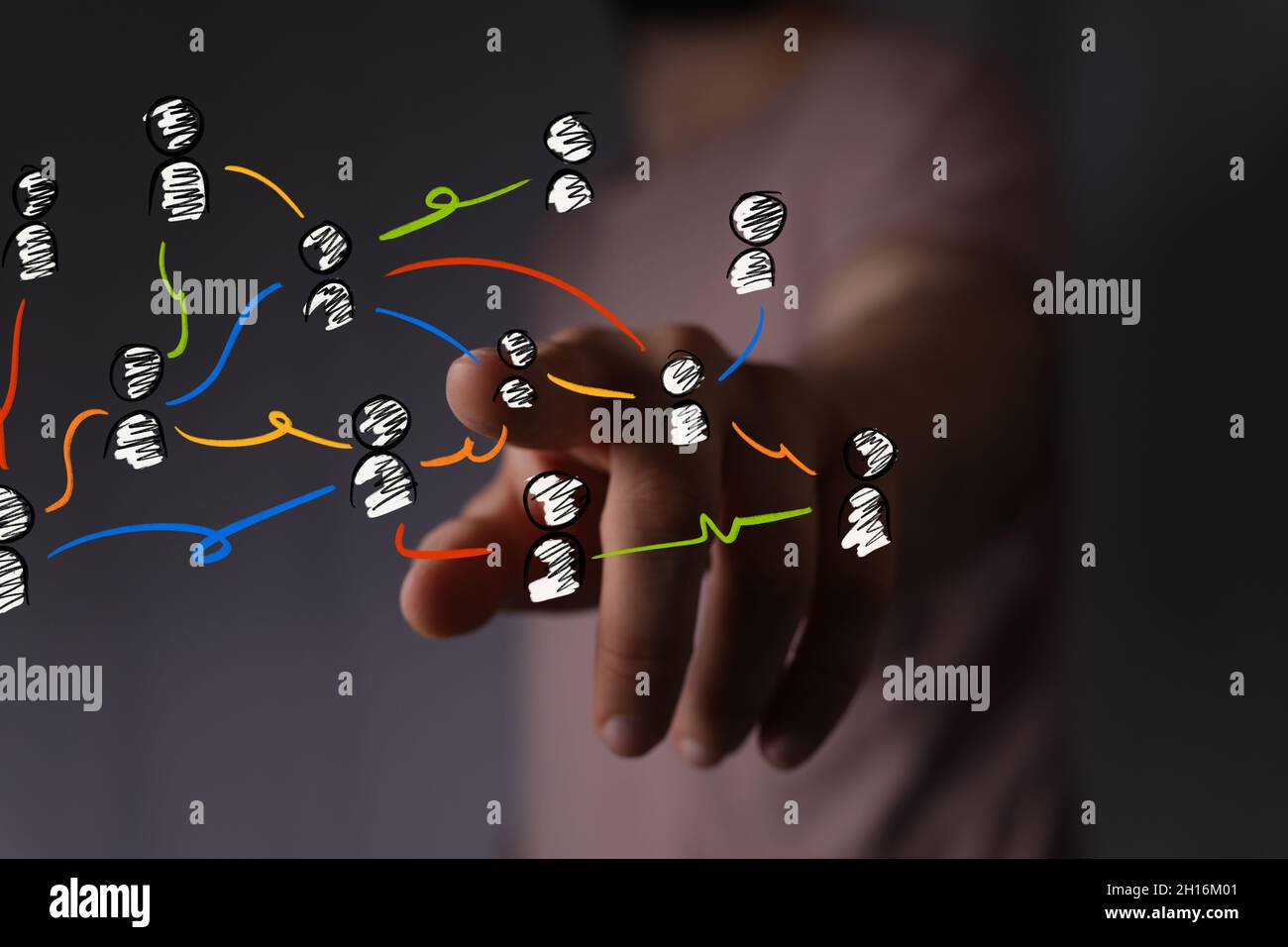 A person presenting the virtual projection of digital conference ...