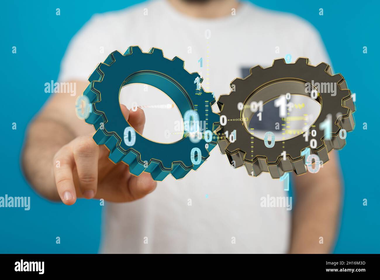 With binary codes and gear hi-res stock photography and images - Alamy