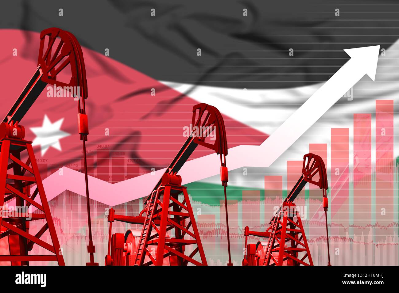 Jordan oil industry concept, industrial illustration - rising up chart ...
