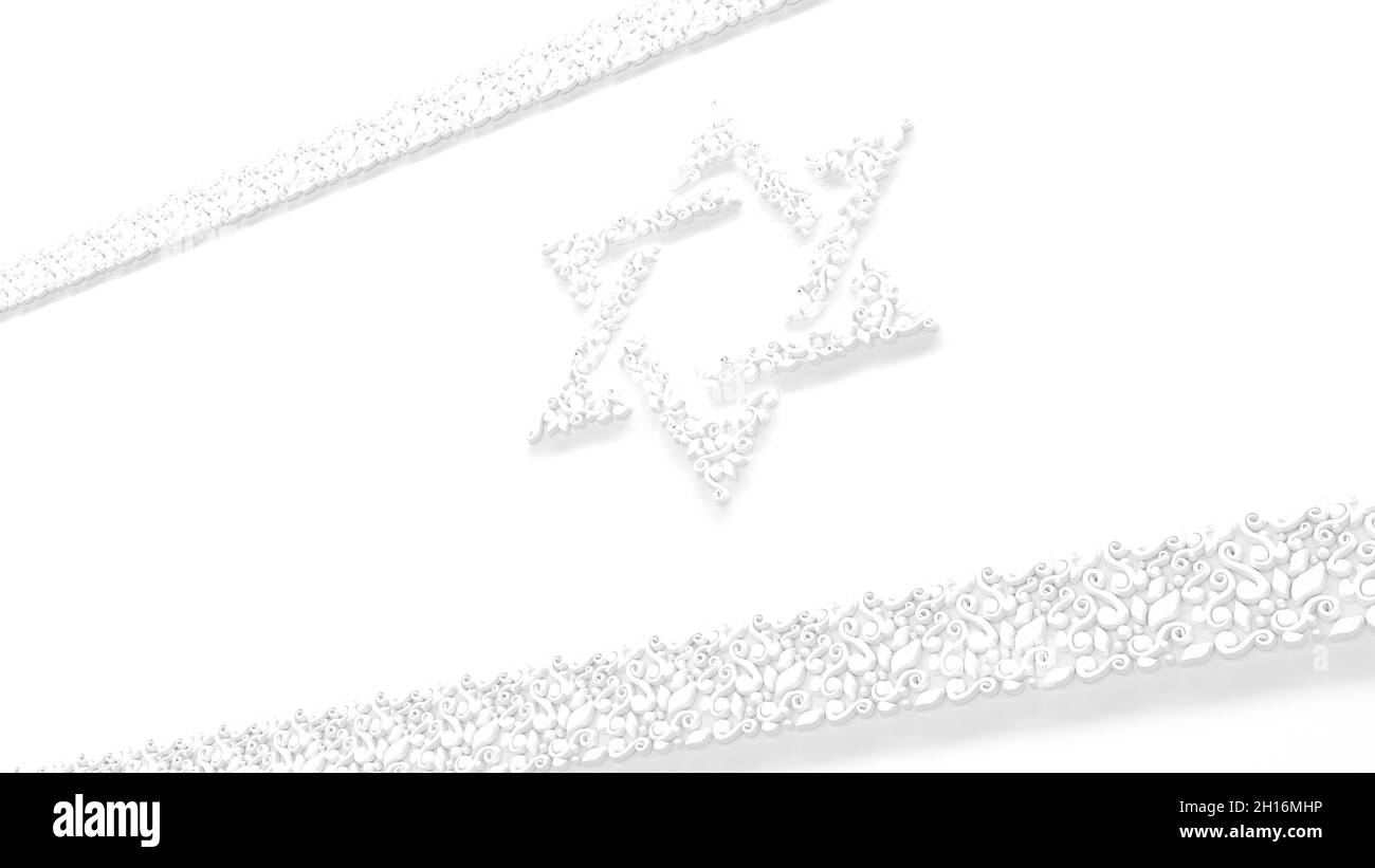 israel flag white decorative weave isolated. digital object 3D ...