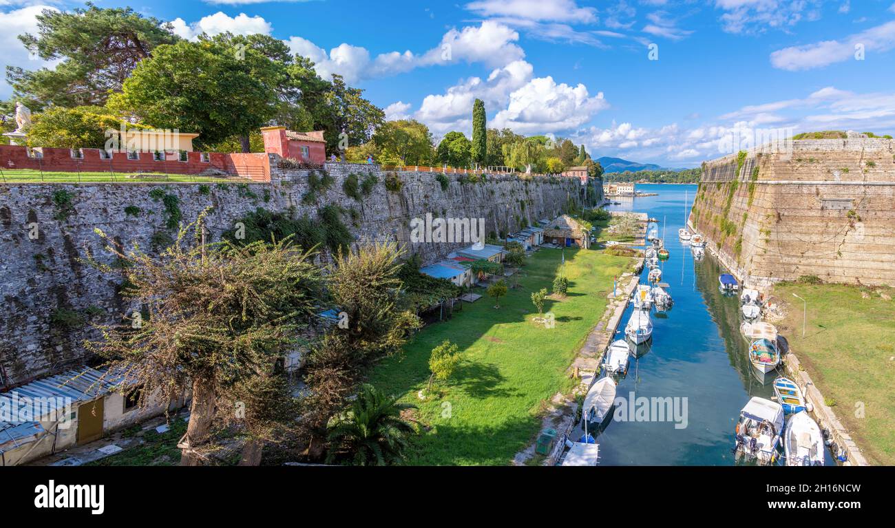Corfu, Greece ; October 15, 2021 - A view of the old town of Corfu ...