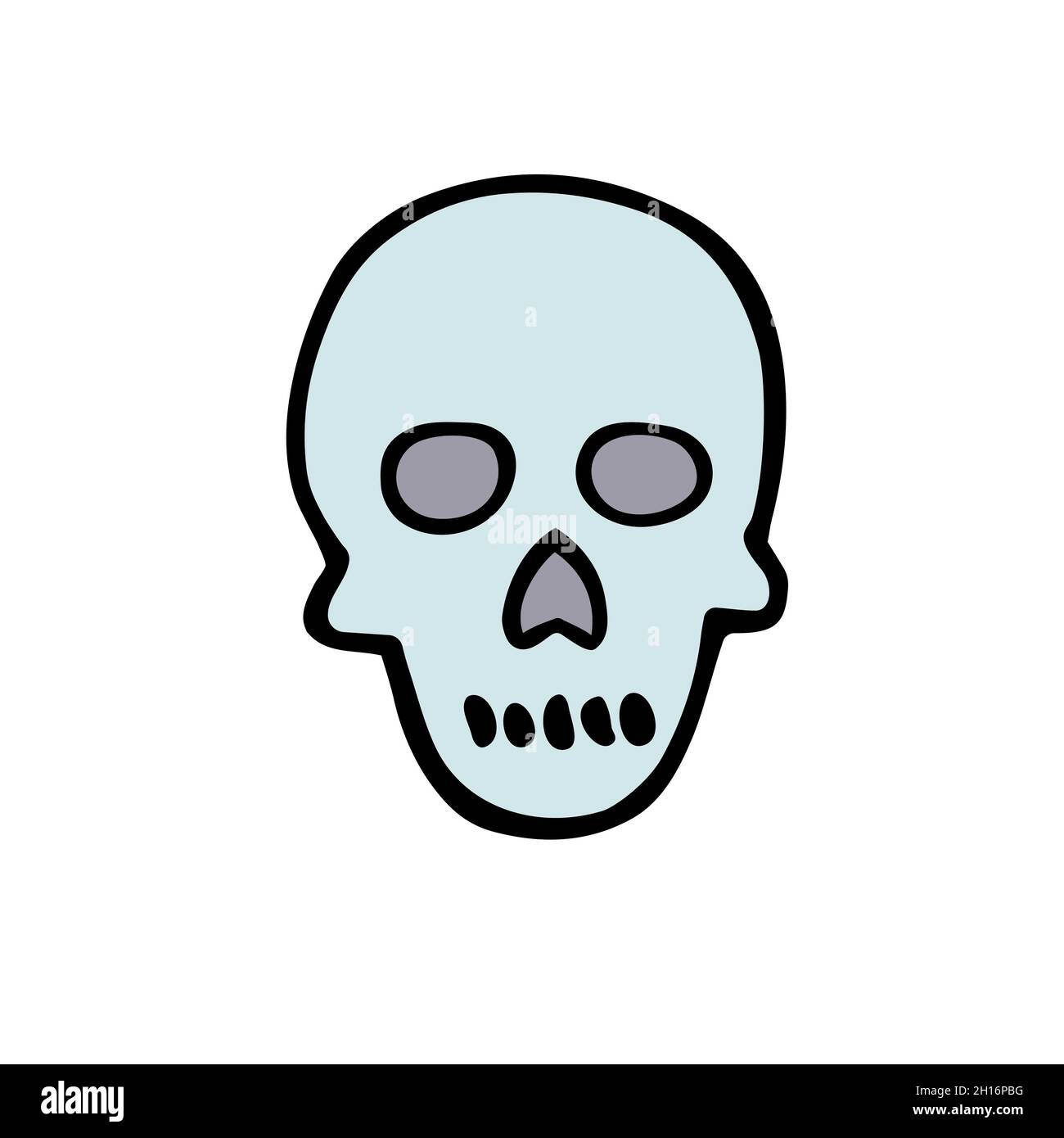 Doodle Halloween scull. Color Skeleton isolated on white background ...