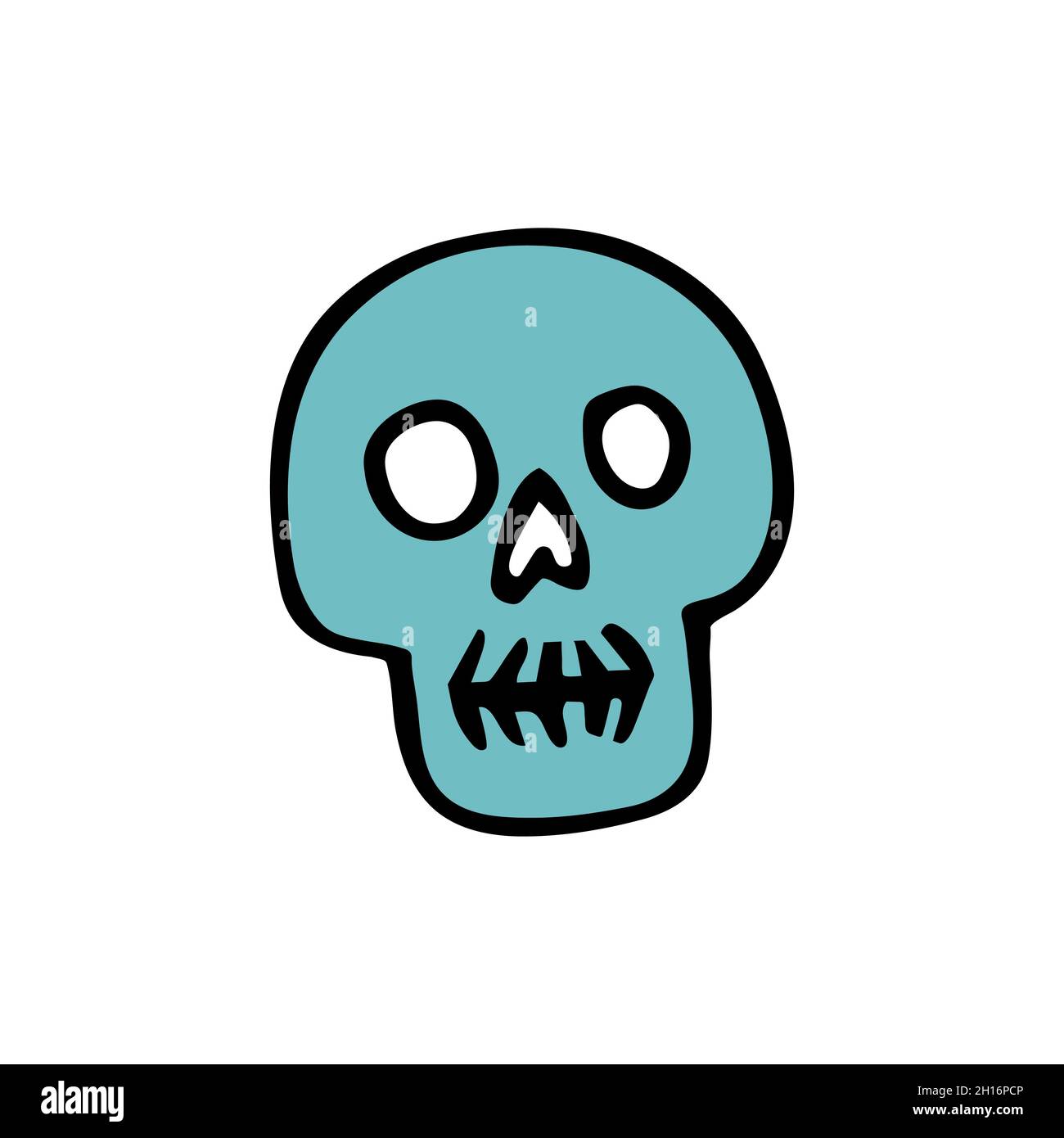 Doodle Halloween scull. Color Skeleton isolated on white background ...