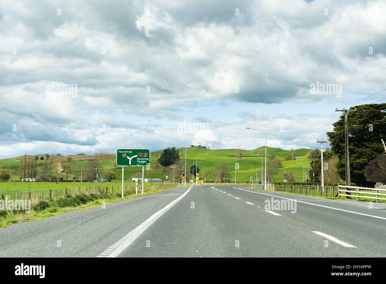 Piarere intersection along State Highway 1 & 29 in the Waikato region ...