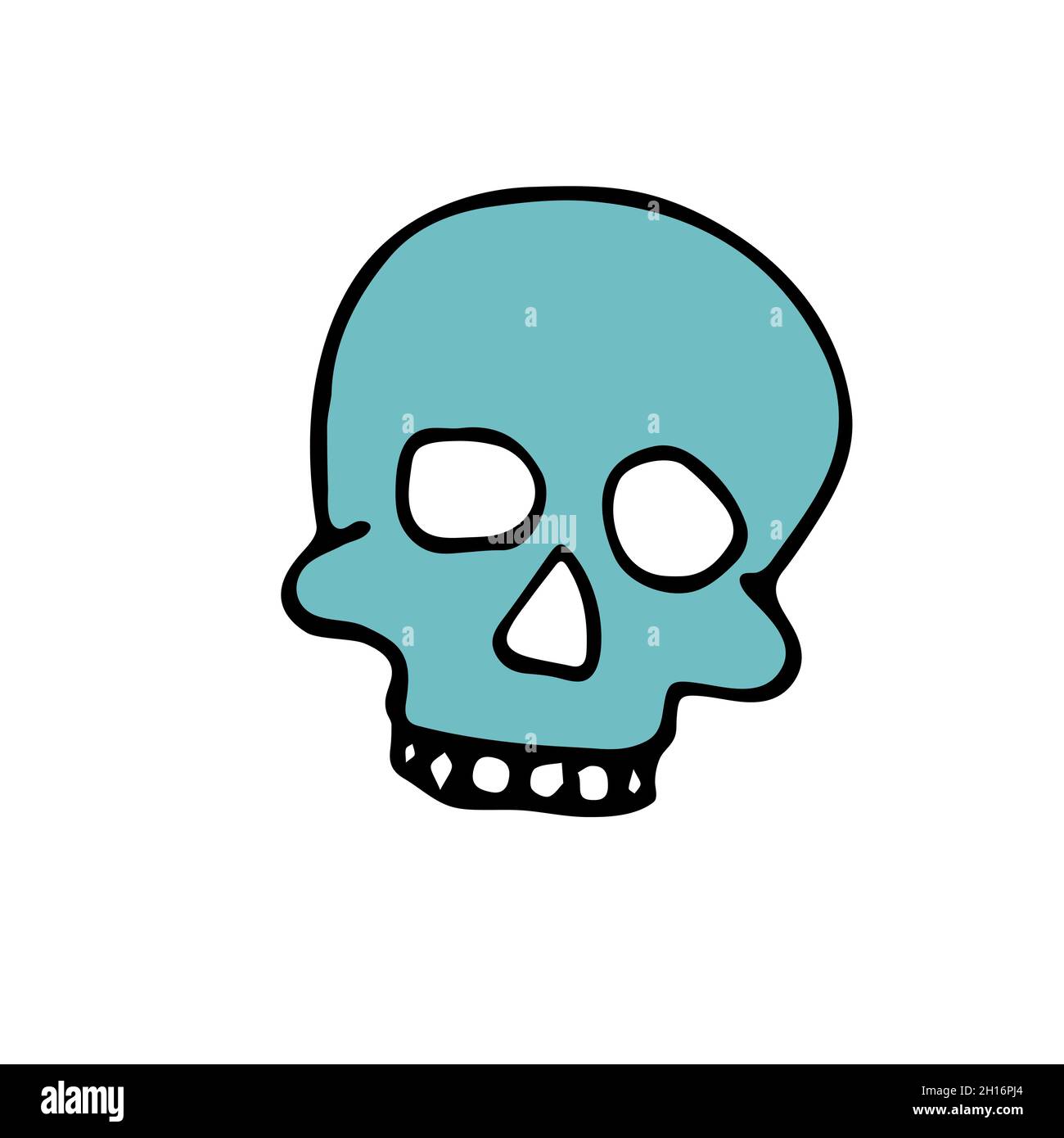 Doodle Halloween scull. Color Skeleton isolated on white background ...